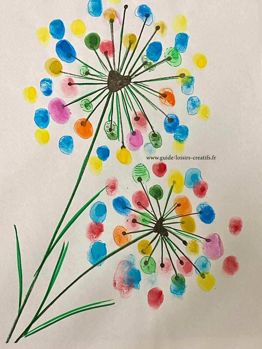 Les fleurs empreintes au doigt - Kréanimus